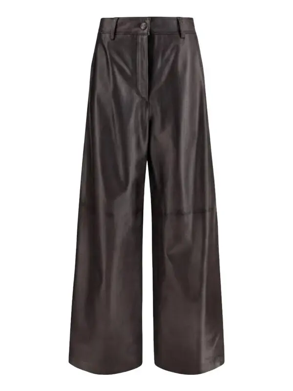 PAROSH Leather Trousers - Brown