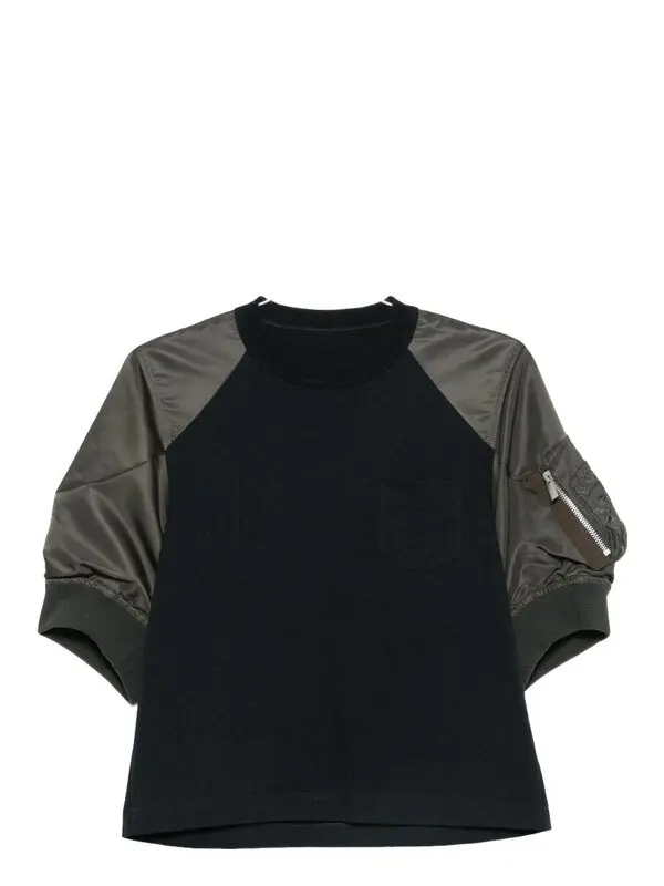 Sacai Cotton And Nylon T-shirt - Blue