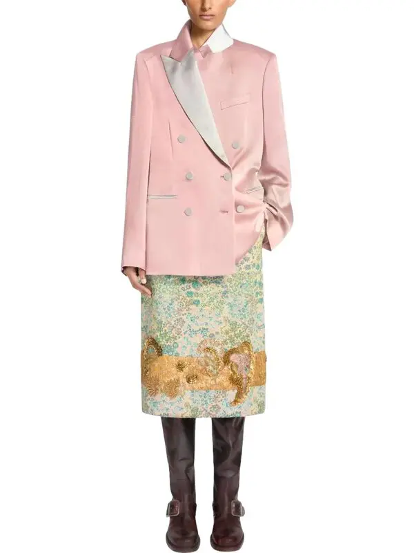 Dries Van Noten Double Breasted Tuxedo Blazer - Pink