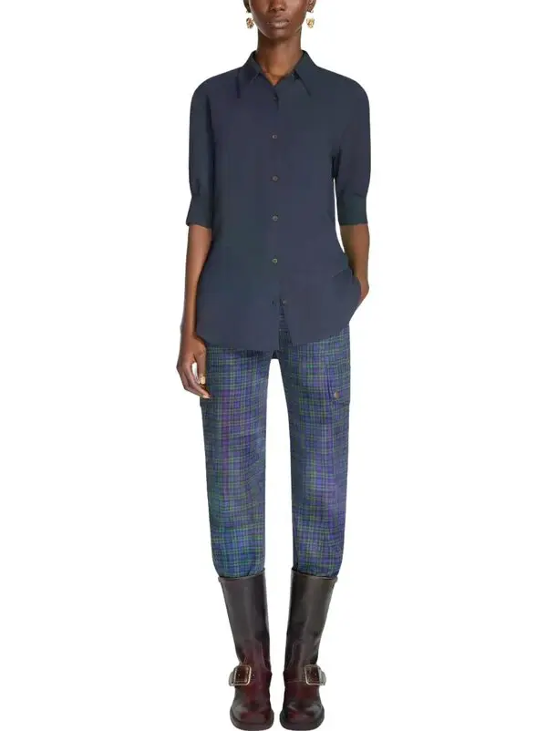 Dries Van Noten Cuffed Crepe Shirt - Blue