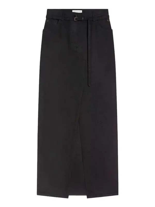 Dries Van Noten Overdyed Twill Long Skirt - Black