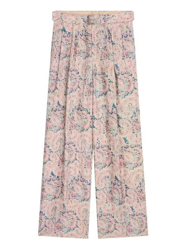 Dries Van Noten Belted Jacquard Pants - Neutrals