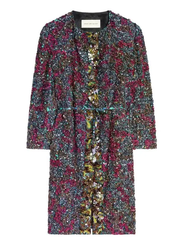 Dries Van Noten Embroidered Coat - Blue