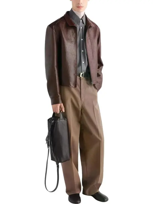 LEMAIRE Barrel Pants In Polycotton Twill - Brown