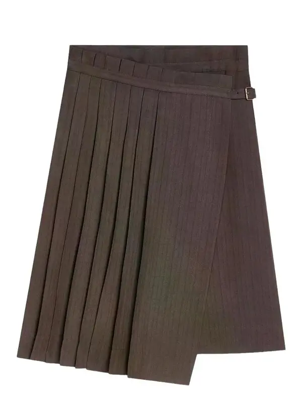 Dries Van Noten Pleated Viscose Skirt - Brown