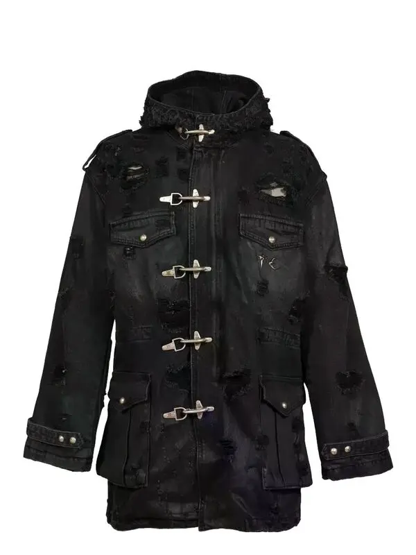 THUG CLUB Tribal M-65 Distressed Coat - Black