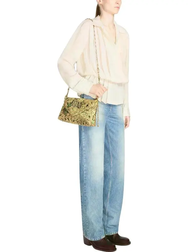 Dries Van Noten Jacquard Envelope Bag - Gold