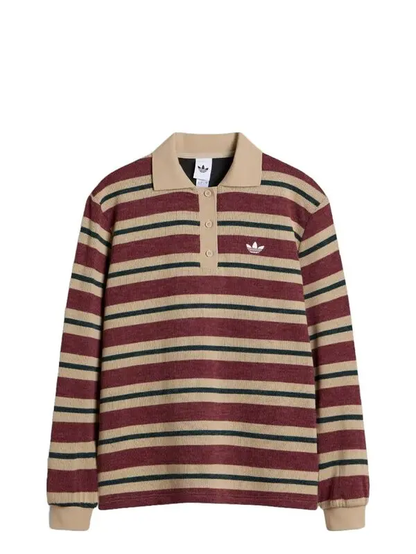 Adidas Striped Polo Knit Jumper - Shadow Red
