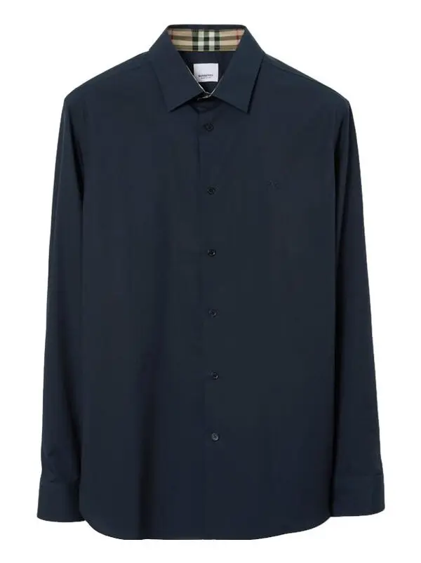 Burberry Classic Fit Stretch Cotton Shirt - Navy