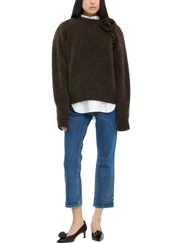 ROTATE BY BIRGER CHRISTENSEN Knit Flower Jumper Dark - Brown