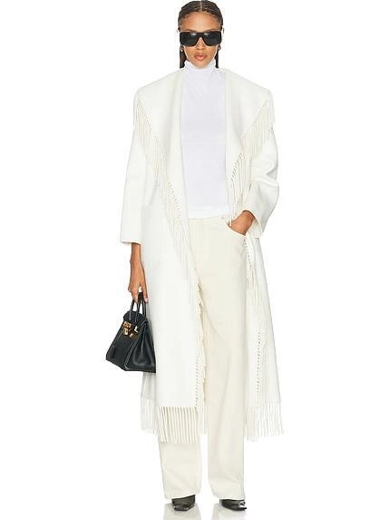 Simkhai Carrie Fringe Robe Coat - Frost