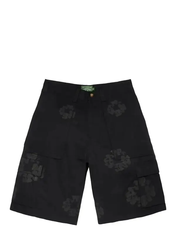 DENIM TEARS Mono Wreath Cargo Shorts - Black