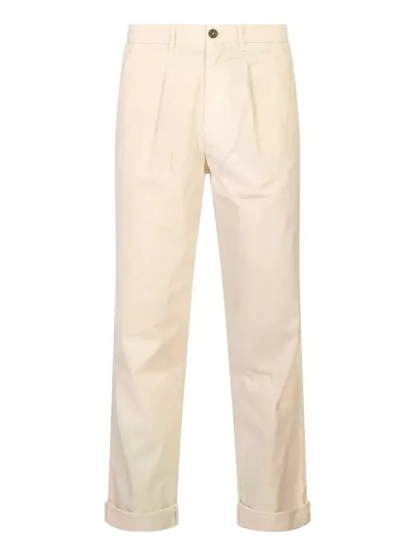 MASON'S Pleated Turn-up Trousers - Neutrals