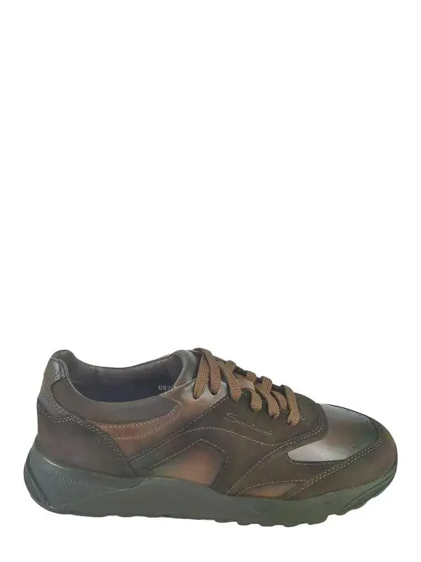 Santoni Panelled Leather Sneakers - Brown