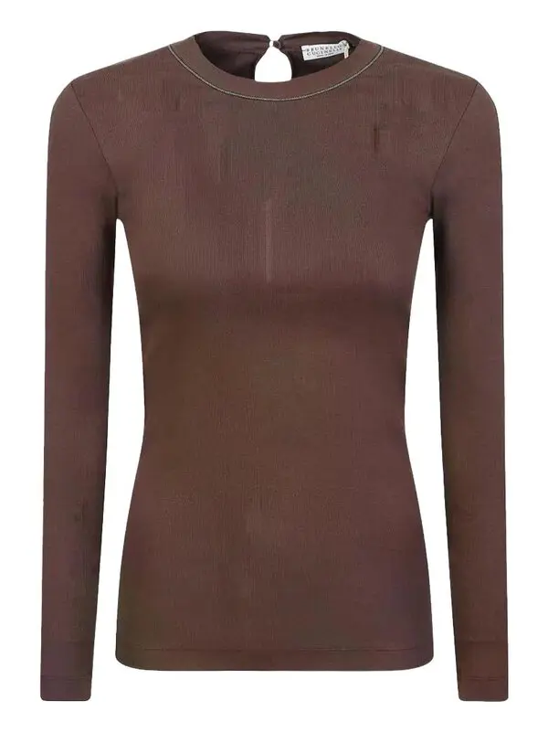 Brunello Cucinelli Monili-chain Ribbed Top - Brown