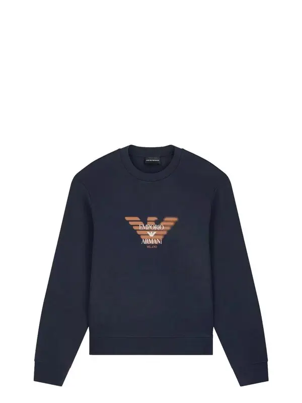 Emporio Armani Double-jersey Sweatshirt With Logo - Blue