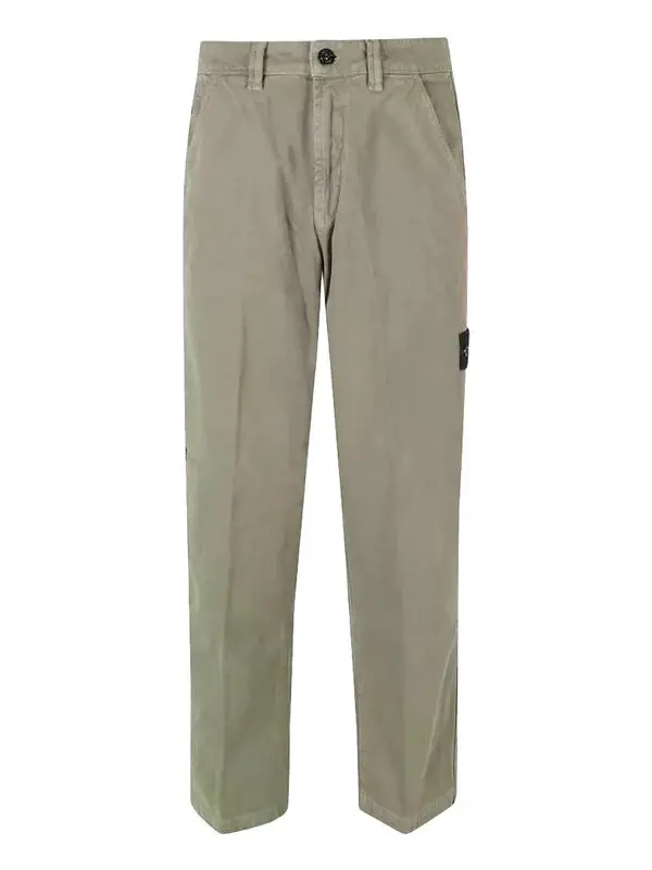 Stone Island 3100014 Organic Panama-cotton 'old'-effect Loose-fit Chino Trousers With Snap Pockets - Green