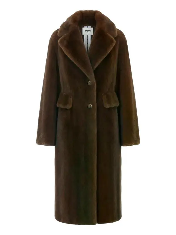 SWORD 6644 Notch-lapels Coat - Brown