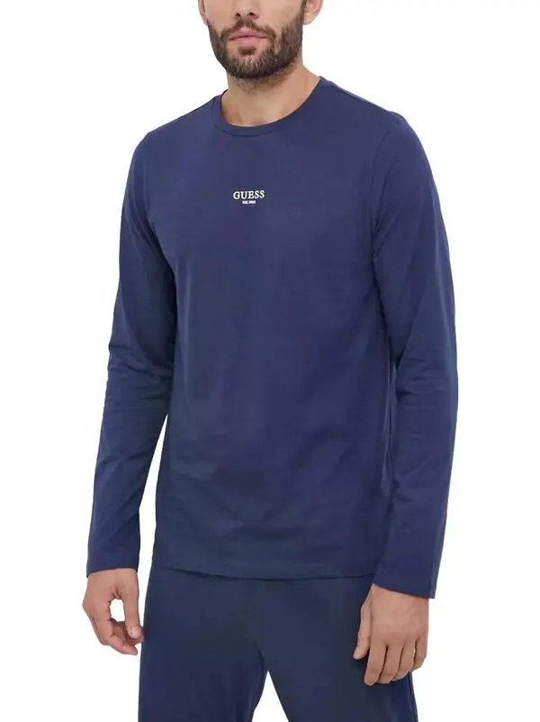Guess Logo-print Long-sleeve Pajamas - Blue