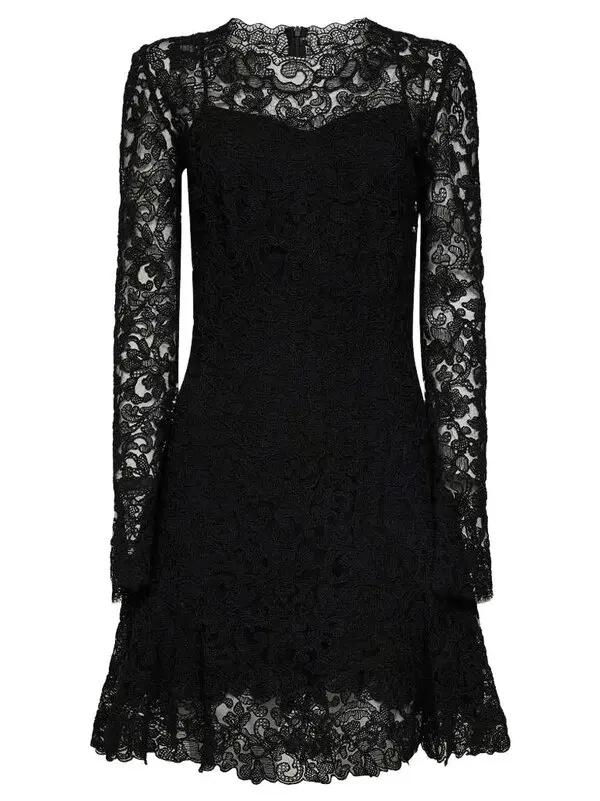 Ermanno Scervino Scalloped-edge Lace Mini Dress - Black