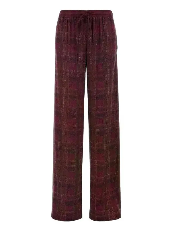 Ermanno Scervino Check-print Silk Satin Trousers - Red