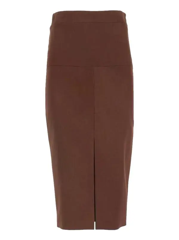 Federica Tosi High-waisted Rear-slit Midi Skirt - Brown