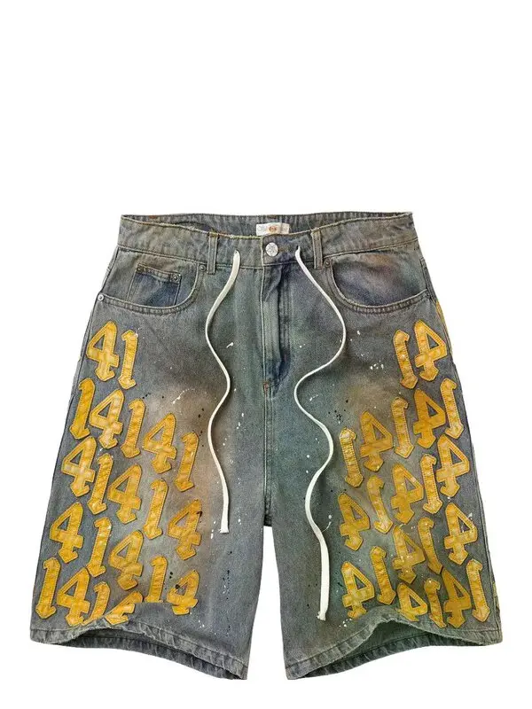 VALE FOREVER Lucky Charm Patch-detail Denim Shorts - Blue
