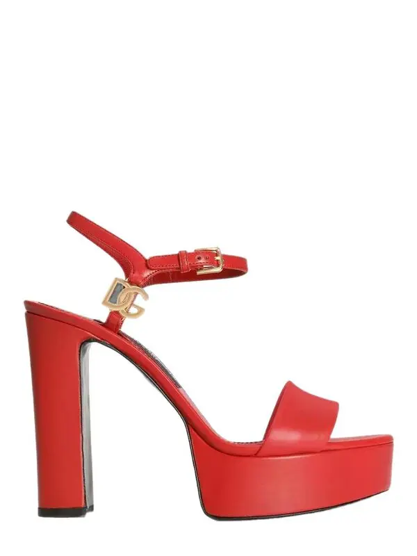 Dolce & Gabbana Calfskin Platform Sandals - Red