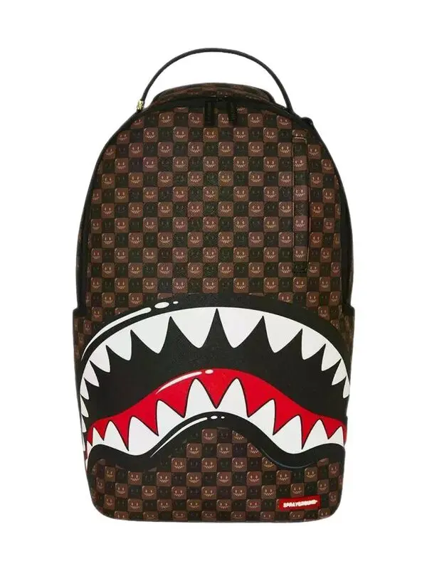 SPRAYGROUND Shark Mouth Checkered Backpack - Brown