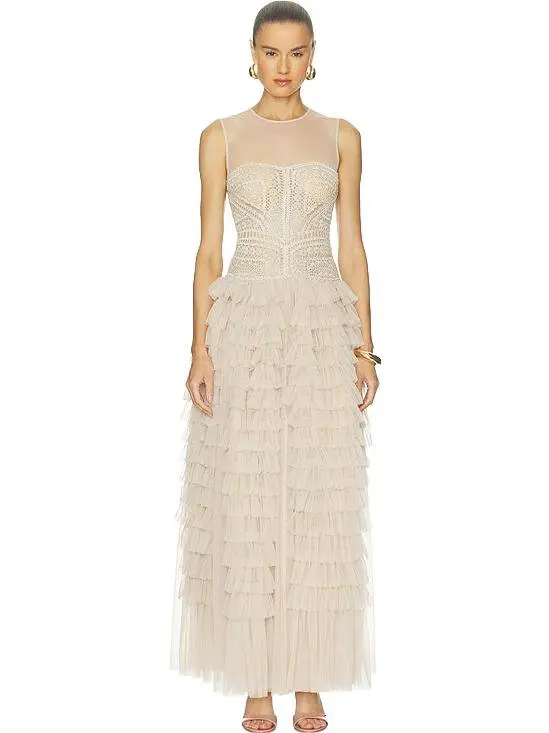 Ulla Johnson Orla Crochet And Tulle Dress - Neutral