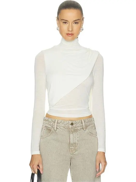 Enza Costa Sheer Cashmere Jersey Bandana Turtleneck Top In . Also - White