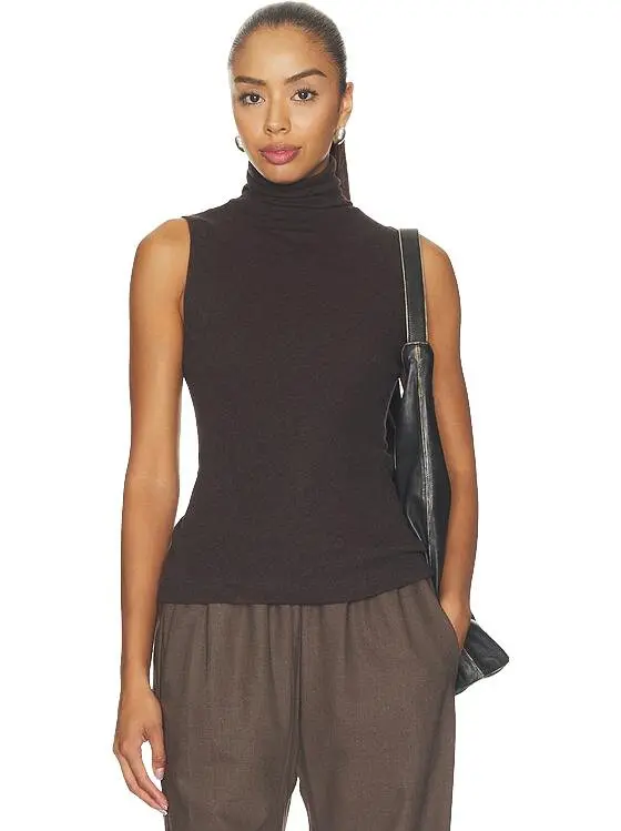Enza Costa Cashmere Jersey Shell Top - Chocolate