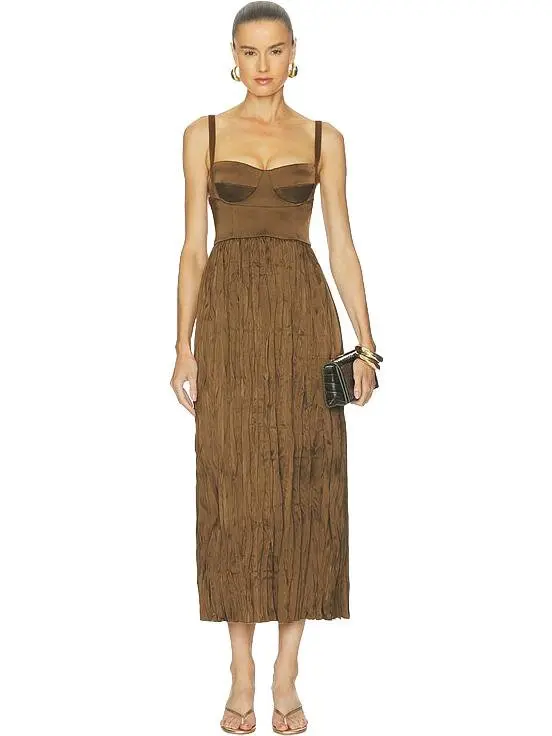 Alejandra Alonso Rojas Pleated Bustier Dress - Brown