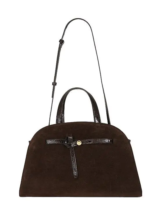 Tory Burch Romy Suede Bauletto Bag - Chocolate