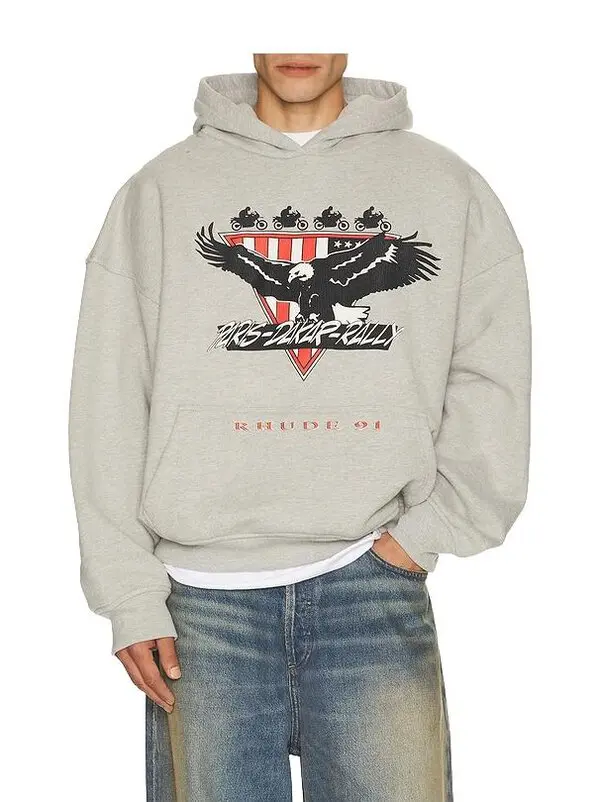 Rhude Stage Racing Hoodie In . Also - Grey