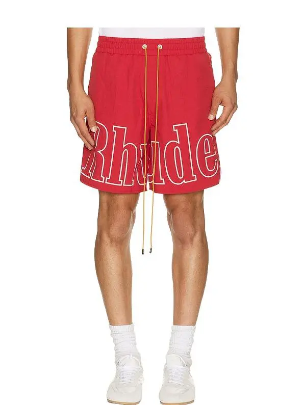 Rhude Logo Track Short In . Also - Red