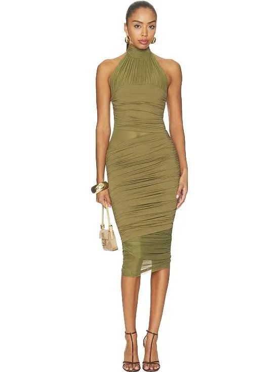SEROYA Esmee Mesh Dress - Olive