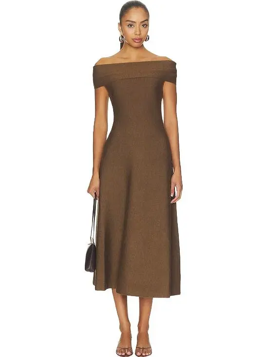 Simkhai Camilla Off Shoulder Midi Dress In . Also - Brown