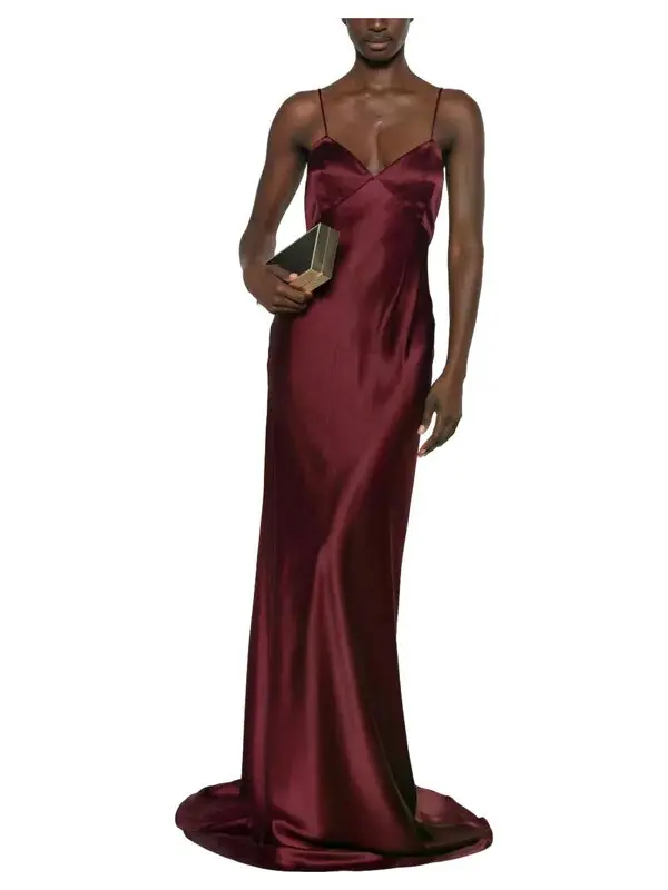 Max Mara Satin-finish Spaghetti-strap Maxi Dress - Red