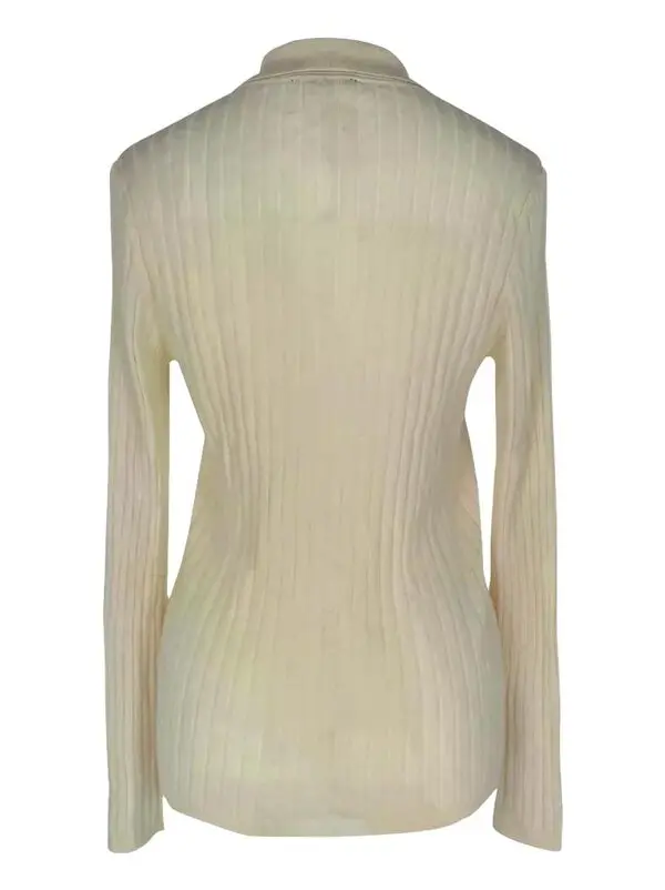 A.p.c. Ribbed-knit Long-sleeve Polo Shirt - Neutrals