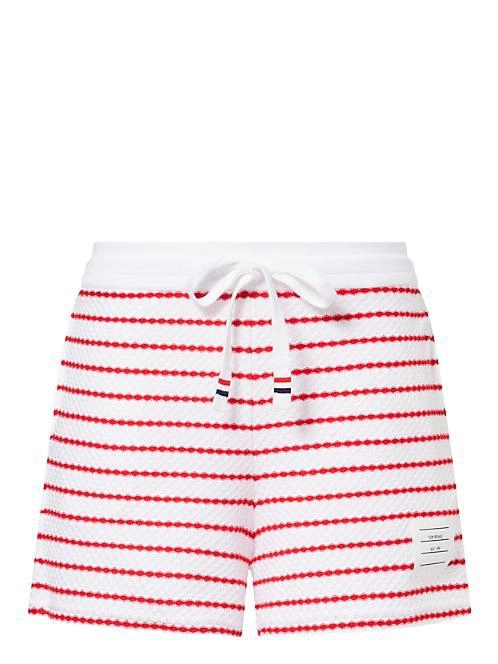 Thom Browne Striped Knitted Cotton Shorts - White/red