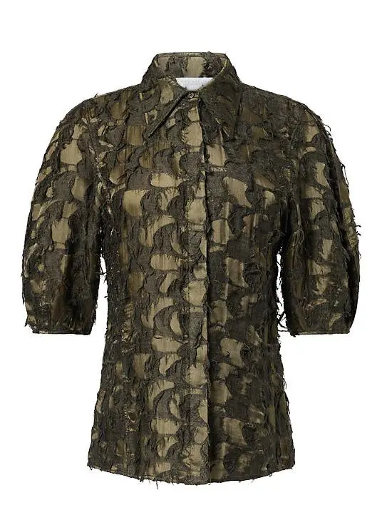 Gabriela Hearst Sansi Fringed Silk-blend Shirt - Olive