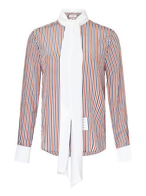 Thom Browne Pinstripe Silk Shirt - Rwbwht