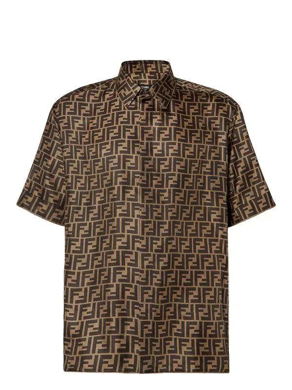 Fendi Silk Shirt With Ff Motif - Brown