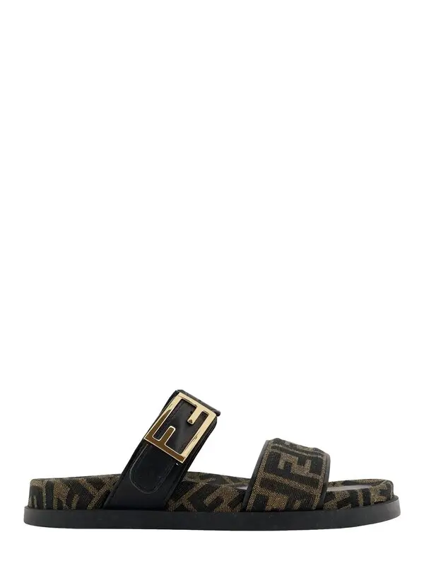 Fendi Feel Ff Fabric Sandals - Brown