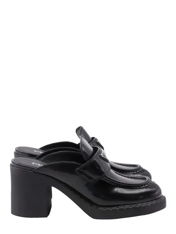 Prada Logo Block-heel Loafers - Black