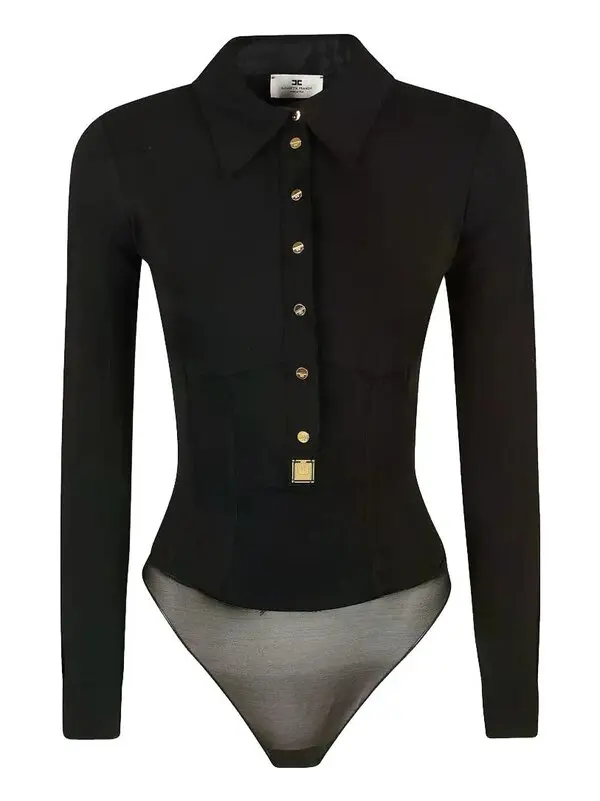 Elisabetta Franchi Logo-plaque Long-sleeve Bodysuit - Black