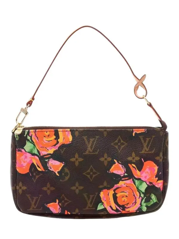 LOUIS VUITTON Pochette Accessoires Rose Monogram Canvas Tote Bag - Brown