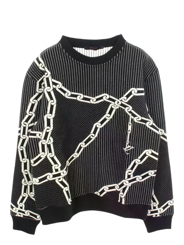 LOUIS VUITTON 2010s Chain-print Quilted Sweater - Black