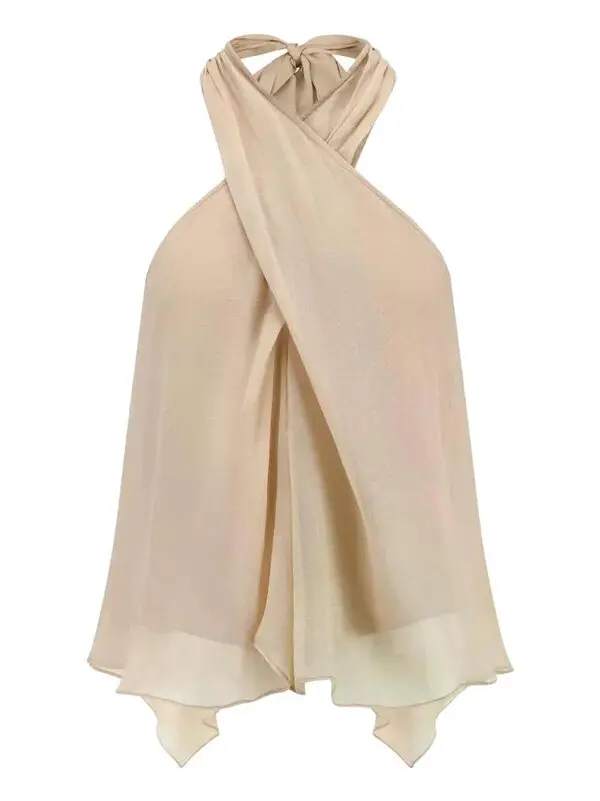 OUDE WAAG Halter-neck Double-layer Top - Neutrals
